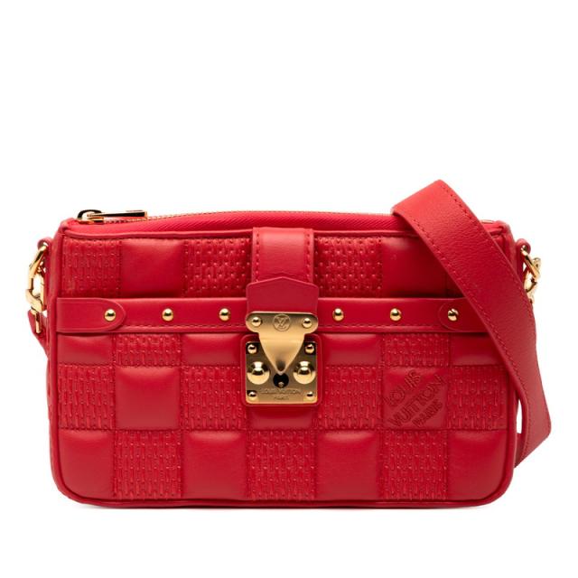 ルイ ヴィトン ダミエ ジャイアント ポシェット トロカ チェーン ショルダーバッグ M59049 ローズ ピンク レザー LOUIS VUITTON 【中古】