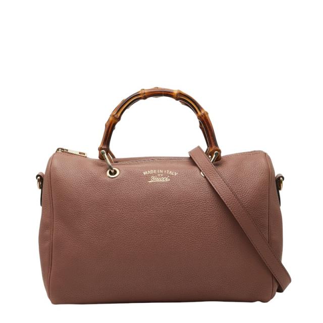 グッチ バンブー ショルダーバッグ ハンドバッグ 2WAY 353124 ピンク系 レザー レディース GUCCI 【中古】