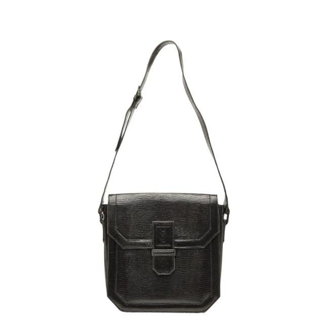 サンローラン ロゴ ショルダーバッグ ブラック レザー レディース SAINT LAURENT 【中古】
