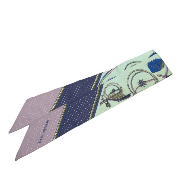 エルメス ツイリー Les Voitures a transformation 折り畳み式幌の馬車 スカーフ グリーン マルチカラー シルク HERMES 【中古】