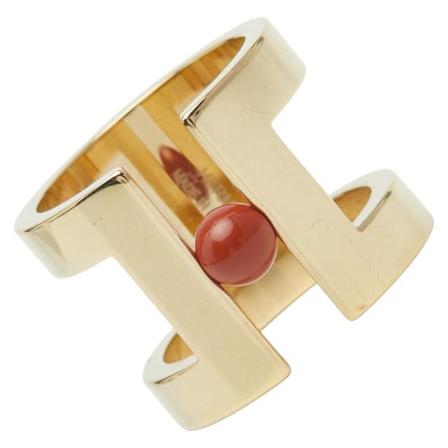 エルメス Hペルル スカーフリング ゴールド ブラウン メッキ レディース HERMES 【中古】