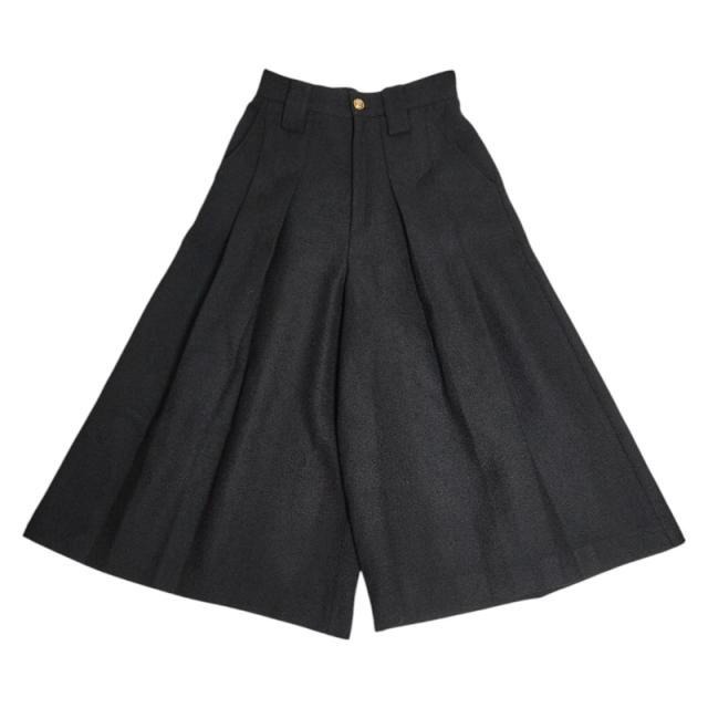 グッチ プリーツ ガウチョパンツ サイズ36 664412 ブラック ウール ツイード レディース GUCCI 【中古】