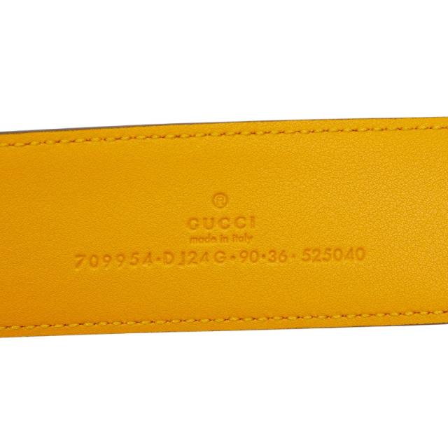 グッチ Gバックル ベルト サイズ:90/36 709954 ライトブルー イエロー レザー レディース GUCCI 【中古】