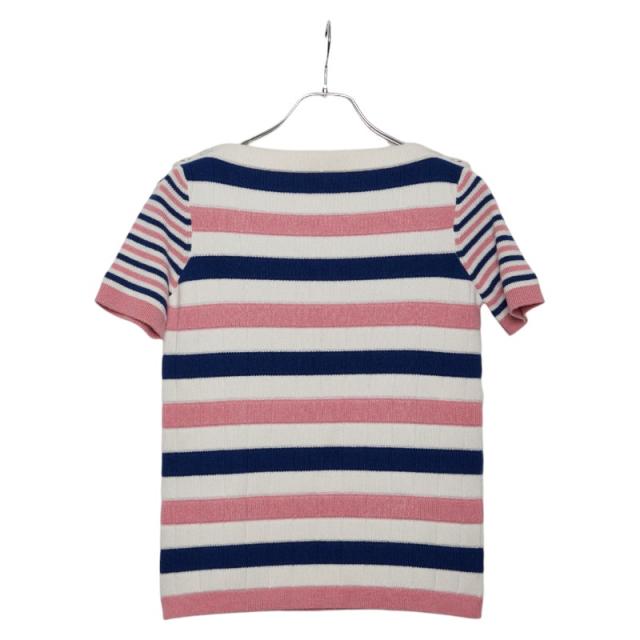 シャネル ボーダー ココマークボタン ニット 半袖 サイズ：36 P45628K05700 ホワイト マルチカラー カシミヤ レディース CHANEL 【中古】