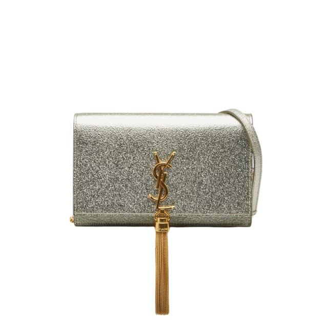 サンローラン YSLロゴ ケイト タッセル フリンジ 斜め掛け チェーン ショルダーバッグ ゴールド レザー SAINT LAURENT 【中古】