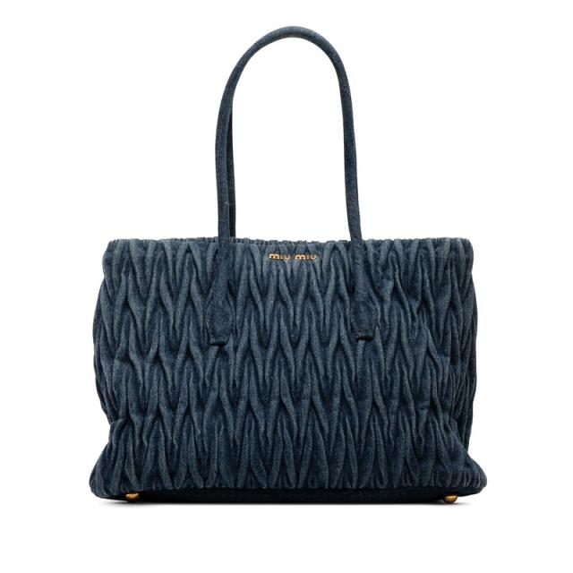 ミュウミュウ マテラッセ トートバッグ ハンドバッグ ブルー デニム レディース MIUMIU 【中古】