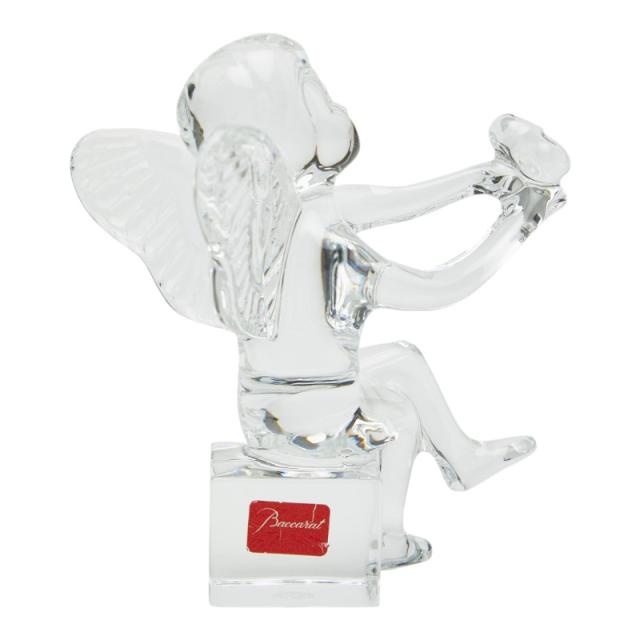 バカラ アンジェロ ケルビムハート ハートを捧げる天使 オブジェ 置物 クリア ガラス レディース Baccarat 【中古】