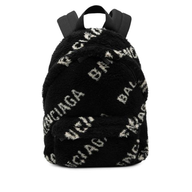 バレンシアガ エブリデイ リュック バックパック 552379 ブラック ホワイト フェイクファー レザー レディース BALENCIAGA 【中古】
