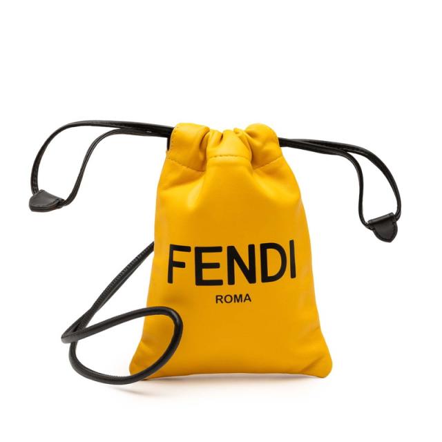 フェンディ ロゴ フォンポーチ 7AR898 イエロー レザー レディース FENDI 【中古】