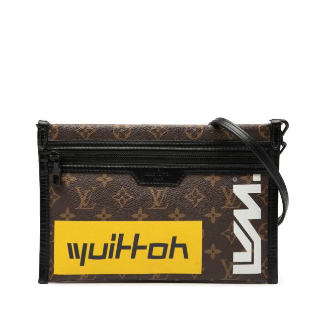 ルイ ヴィトン モノグラム フラットメッセンジャー チェーン ショルダーバッグ M44641 マロン パープル ブラウン  LOUIS VUITTON【中古】