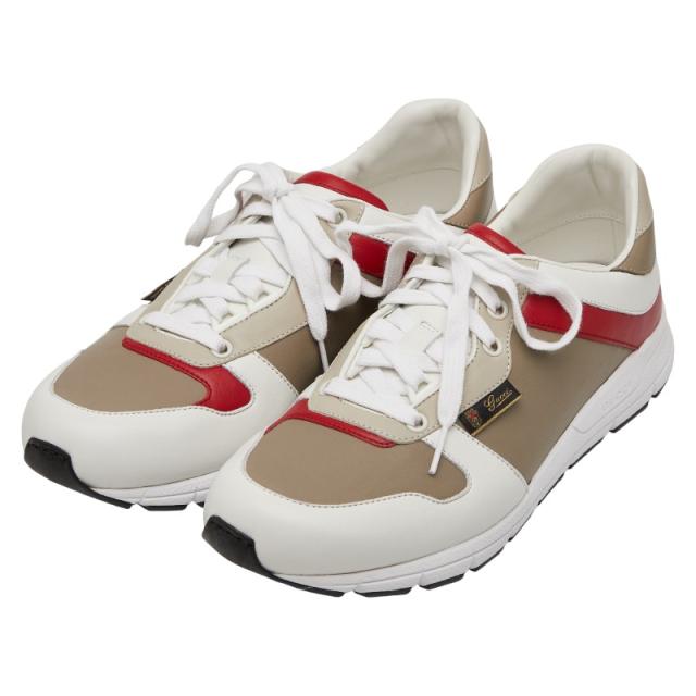 グッチ スニーカー サイズ6 336615 ホワイト グレー レッド レザー メンズ GUCCI 【中古】