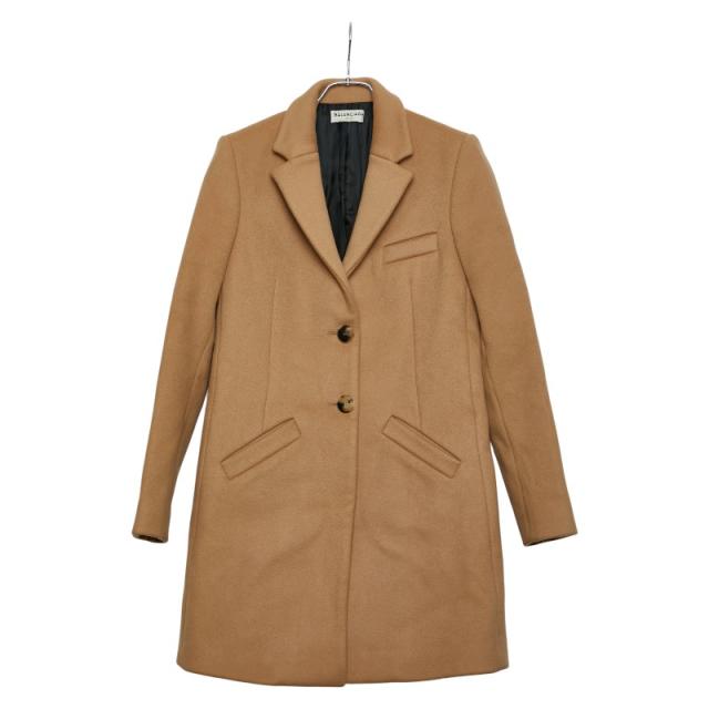 バレンシアガ チェスターコート サイズ38 ベージュ ウール ナイロン レディース BALENCIAGA 【中古】