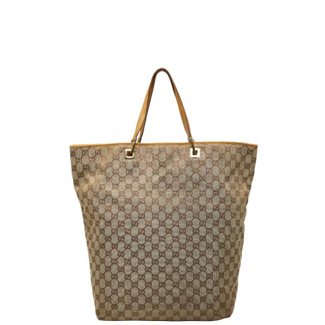 グッチ GGキャンバス  トートバッグ 002 1097 ベージュ ブラウン キャンバス レザー レディース GUCCI 【中古】