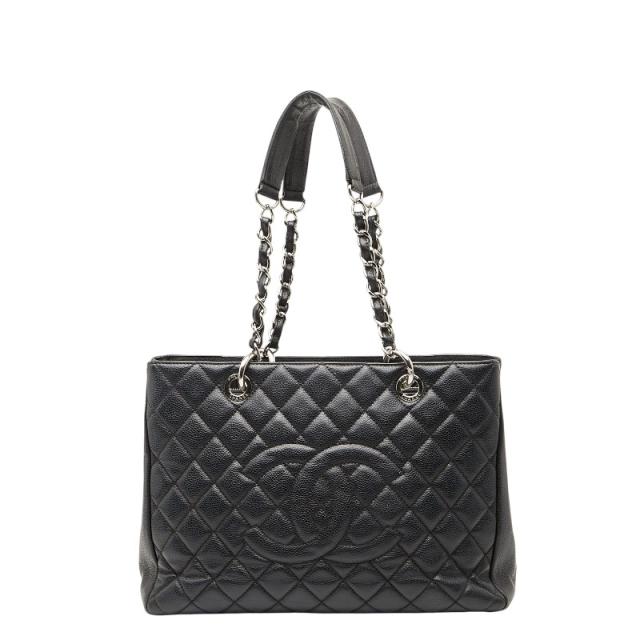 シャネル ココマーク GST チェーン トートバッグ ショルダーバッグ ブラック キャビアスキン レディース CHANEL 【中古】
