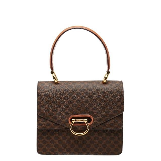 セリーヌ マカダム ハンドバッグ ブラウン PVC レザー レディース CELINE 【中古】