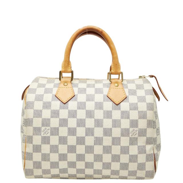 ルイ ヴィトン ダミエ アズール スピーディ25 ハンドバッグ ミニボストンバッグ N41371 ホワイト PVC レザー LOUIS VUITTON 【中古】