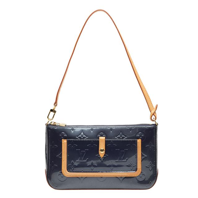 ルイ ヴィトン モノグラム ヴェルニ マロリー スクエア ハンドバッグ アクセサリーポーチ M91332 ブルー LOUIS VUITTON 【中古】