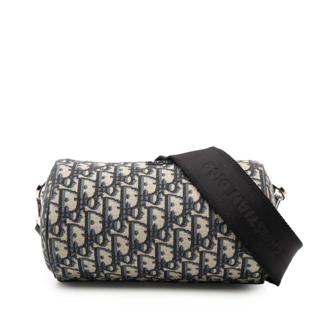 ディオール オブリーク ローラー ショルダーバッグ ネイビー ベージュ キャンバス レザー レディース Dior 【中古】
