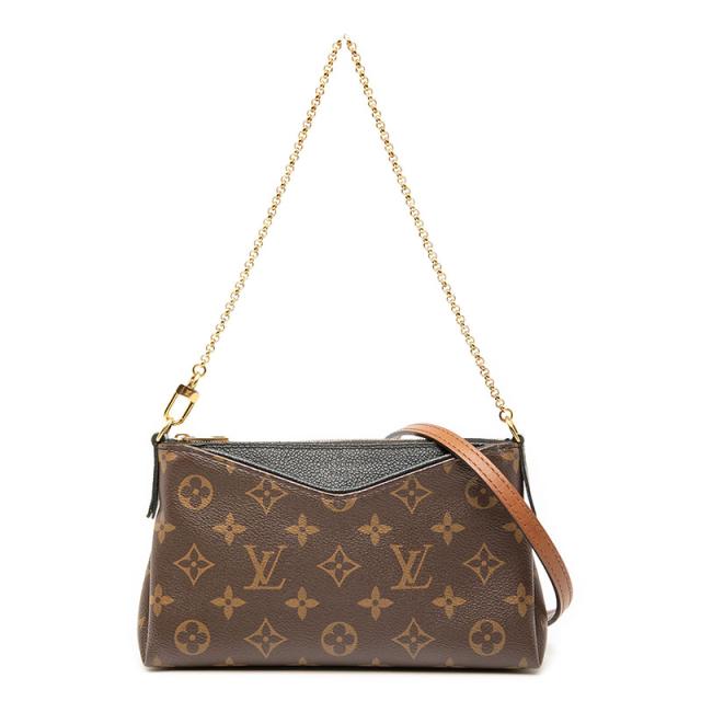ルイ ヴィトン モノグラム パラス クラッチ チェーン ショルダーバッグ ハンドバッグ M41639 ブラウン ブラック LOUIS VUITTON 【中古】