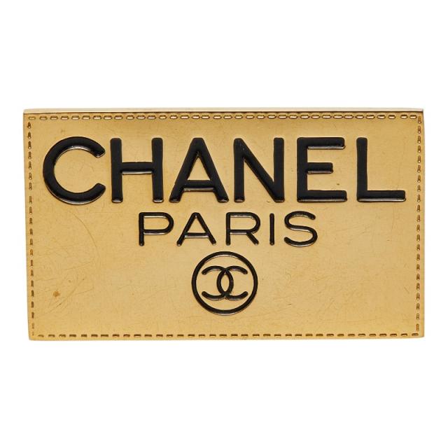 シャネル ロゴ ブローチ ゴールド メッキ レディース CHANEL 【中古】