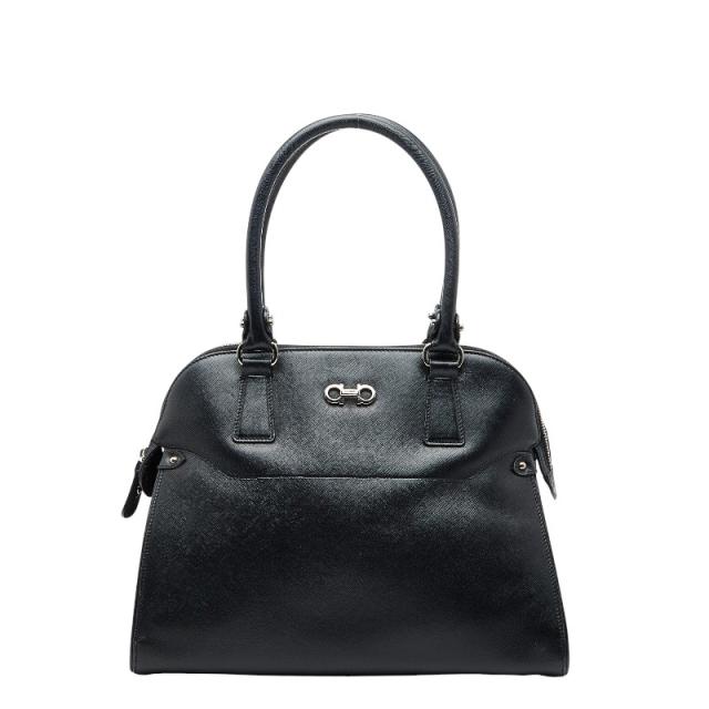 サルヴァトーレフェラガモ ガンチーニ ハンドバッグ トートバッグ EZ-21 C814 ブラック レザー レディース Salvatore Ferragamo 【中古】