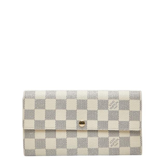 ルイ ヴィトン ダミエ アズール ポルトフォイユ サラ 長財布 N61735 ホワイト PVC レザー レディース LOUIS VUITTON 【中古】