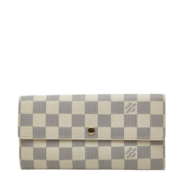 ルイ ヴィトン ダミエ アズール ポルトフォイユ サラ 長財布 N61735 ホワイト PVC レザー レディース LOUIS VUITTON 【中古】