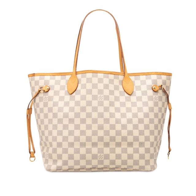 ルイ ヴィトン ダミエ アズール ネヴァーフルMM トートバッグ ショルダーバッグ N51107 ホワイト アイボリー PVC LOUIS VUITTON 【中古】