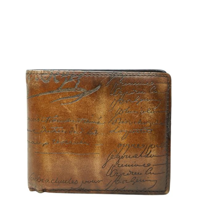 ベルルッティ カリグラフィ マコレ 二つ折り財布 札入れ ブラウン スクリットレザー メンズ Berluti 【中古】