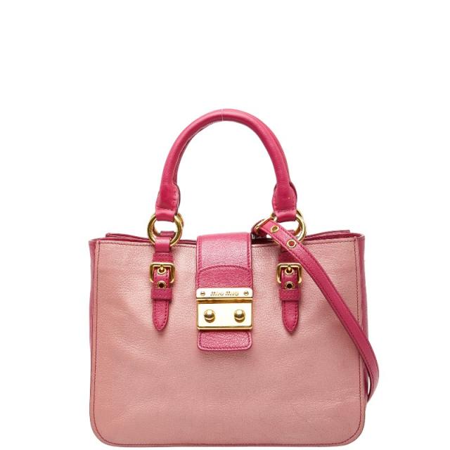ミュウミュウ ハンドバッグ ショルダーバッグ 2WAY ピンク マドラスレザー レディース MIUMIU 【中古】