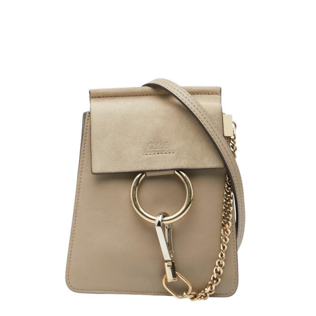 クロエ フェイ スモール 斜め掛け ショルダーバッグ ベージュ スウェード レザー レディース Chloe 【中古】