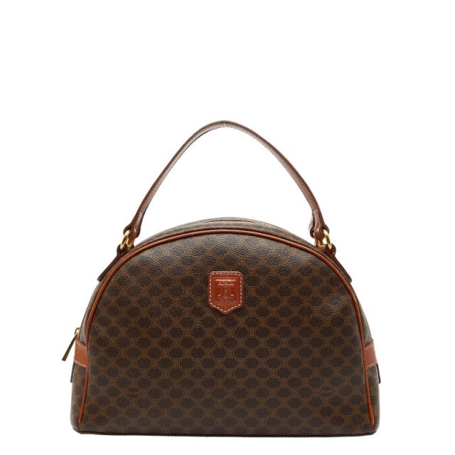 セリーヌ マカダム ハンドバッグ ブラウン PVC レザー レディース CELINE 【中古】