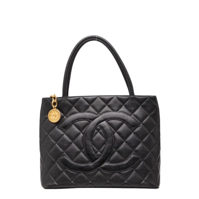 シャネル マトラッセ 復刻トート ココマーク トートバッグ ブラック キャビアスキン レディース CHANEL 【中古】