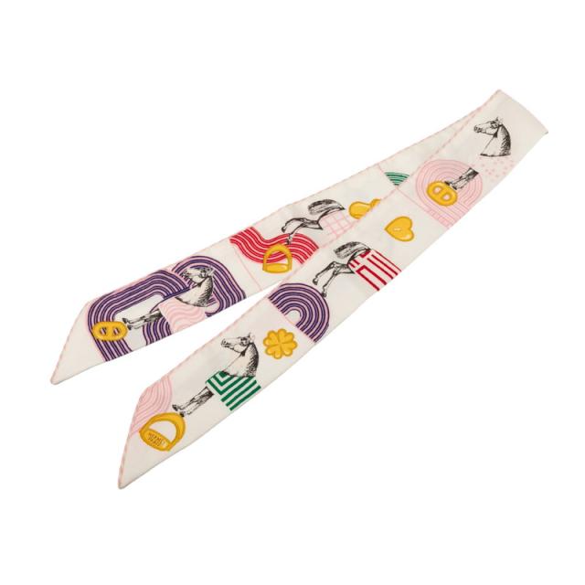 エルメス ツイリー Garde Robe Pop ガルド ローブ ポップ スカーフ ホワイト マルチカラー シルク レディース HERMES 【中古】