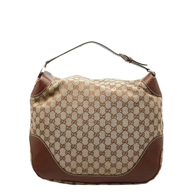 グッチ GGキャンバス ワンショルダーバッグ 肩掛け 203506 ブラック レザー レディース GUCCI 【中古】