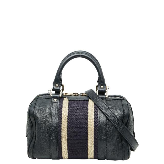 グッチ GGキャンバス ミニボストンバッグ ショルダーバッグ 2WAY 269876 ブラック キャンバス レザー レディース GUCCI 【中古】