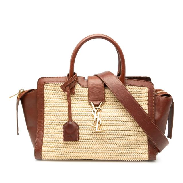 サンローラン ベイビー ダウンタウン カバス ハンドバッグ ショルダー 斜め掛け 2WAY 436834 ベージュ ブラウン SAINT LAURENT 【中古】