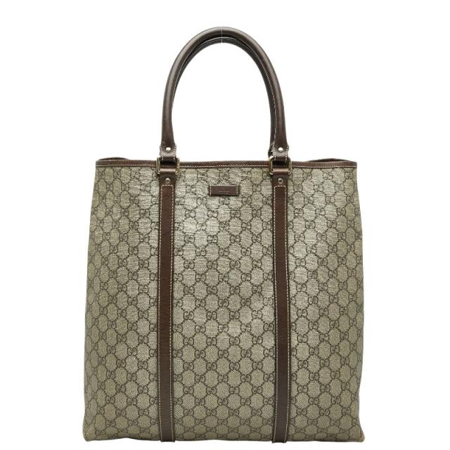 グッチ GGスプリーム トートバッグ 223668 ブラウン ベージュ PVC レザー レディース GUCCI 【中古】