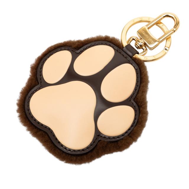 ルイ ヴィトン モノグラム キーホルダー LVパウ キーホルダー キーリング M02292 ブラウン ウール レザー LOUIS VUITTON 【中古】