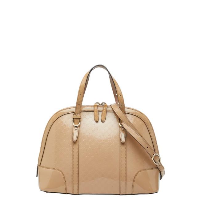 グッチ マイクログッチシマ ハンドバッグ ショルダーバッグ 2WAY 309617 ベージュ エナメル レディース GUCCI 【中古】