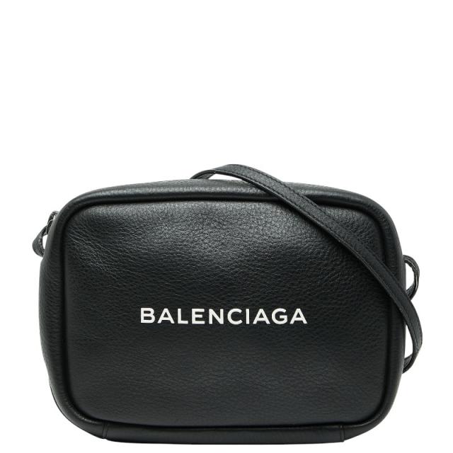 バレンシアガ ロゴ ショルダーバッグ ブラック レザー レディース BALENCIAGA 【中古】