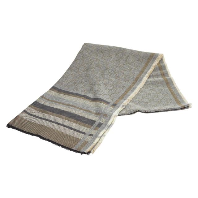 グッチ GG柄 ストール グレー マルチカラー ウール シルク ビスコース/ポリエステル レディース GUCCI 【中古】