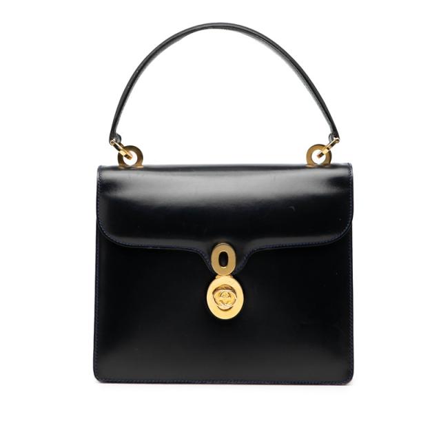 グッチ オールドグッチ ハンドバッグ ネイビー レザー レディース GUCCI 【中古】