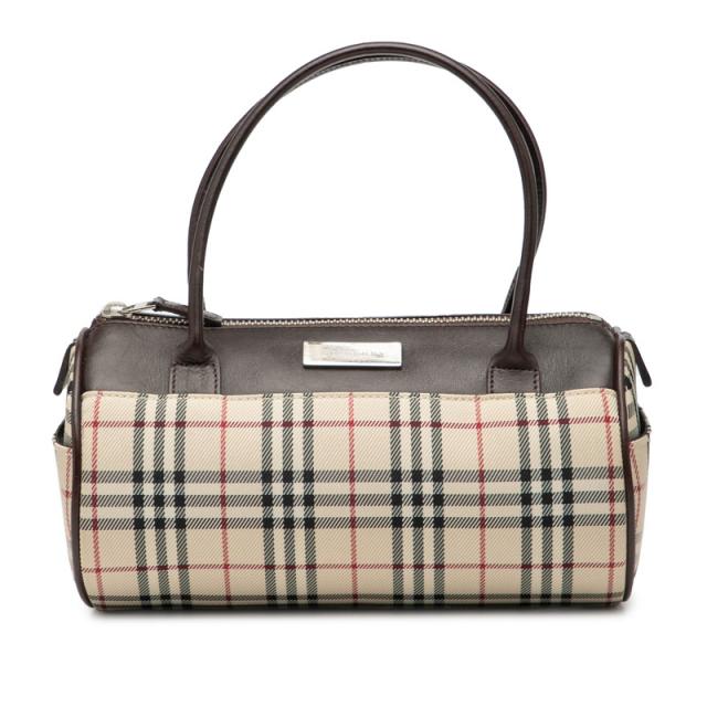 バーバリー ノバチェック シャドーホース ミニハンドバッグ ベージュ マルチカラー キャンバス レザー レディース BURBERRY 【中古】