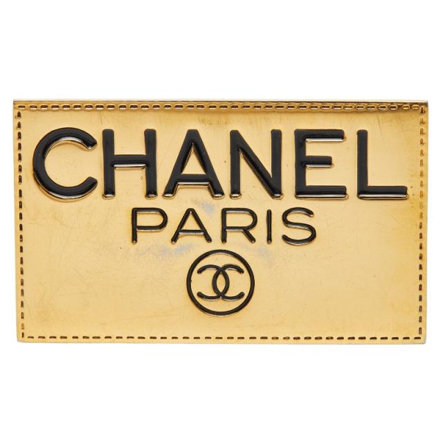 シャネル ロゴプレート ブローチ ゴールド メッキ レディース CHANEL 【中古】
