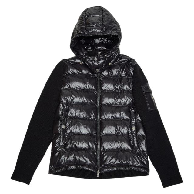 モンクレール MAGLIONE TRICOT CARDIGAN ダウンジャケット 切替 サイズXL E20919416200 ブラック ナイロン メンズ MONCLER 【中古】