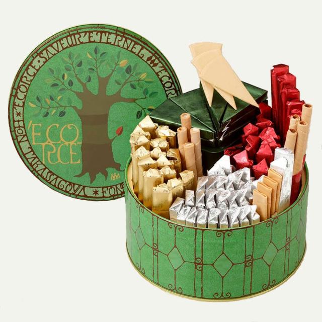 ハロウィン クリスマス お歳暮 ギフト 本高砂屋 エコルセ 丸缶 84包入 E50