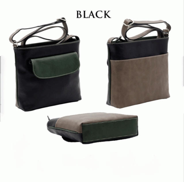 合成皮革 トリカラー 斜め掛けショルダーバッグ カジュアル バイカラー
