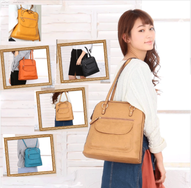 リュックサック　トートバッグ　2way  合成皮革　手提げバッグ　鞄　かばん　通勤　旅行　カジュアルバッグ　デイバッグ　無地　カジュアル　ワンショルダー　斜め掛け　a４サイズ