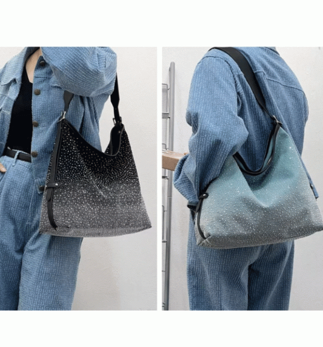 キャンバスラインストーントートバッグ　トートバッグ　ラインストーン　きらきら　ゴージャス　カジュアルバッグ　上品　グラデーション　ワンショルダー　大きめ　大容量　軽い　軽量　通勤　旅行 キャンバスラインストーントートバッグ トートバッグ ラインストーン